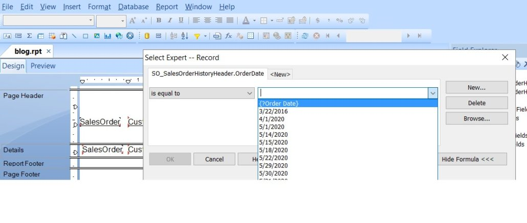 Sage 100 Erp Consultant Tip How To Add A Crystal Reports Parameter